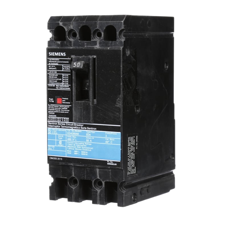 Siemens Sentron ED43B050 Type ED4 Low Voltage Molded Case Circuit ...