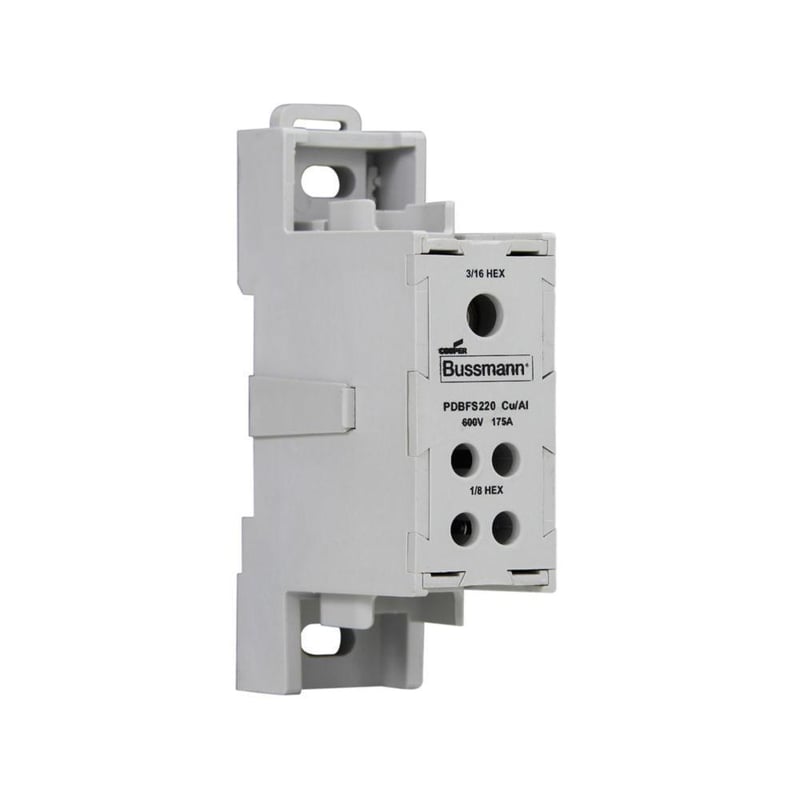 Bussmann PDBFS220 Power Distribution Block, 600 VAC/VDC, 175 A, 1 Pole ...