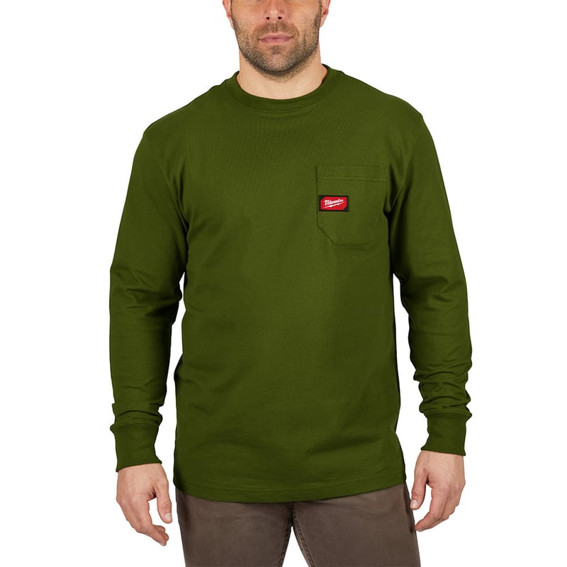Milwaukee 602OG-2X Heavy Duty Long Sleeve Round Neck Pocket T-Shirt ...
