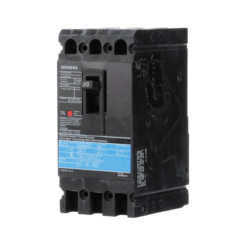 Siemens Sentron ED43B020L Type ED4 Low Voltage Molded Case Circuit ...