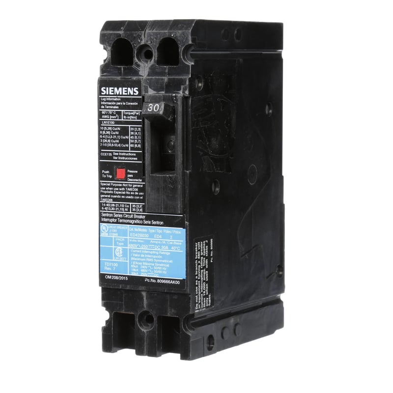 Siemens Sentron™ ED42B030 Type ED4 Low Voltage Molded Case Circuit ...
