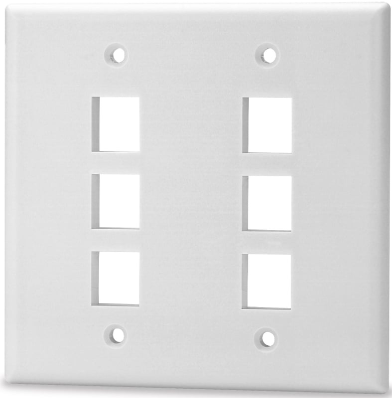 6 Port Double-Gang Faceplate, White | Agilix Solutions