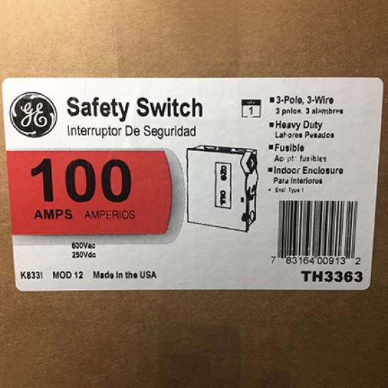 GE Spec-Setter TH3363 TH Series Fusible Heavy Duty Safety Switch, 600 ...