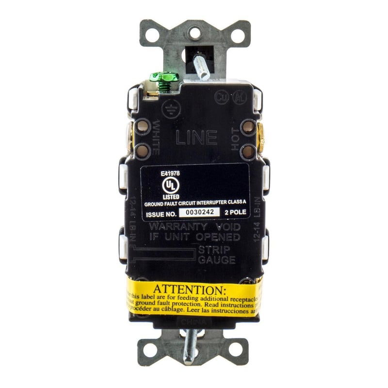 Hubbell AUTOGUARD Style Line GFCI Receptacle, 125 VAC, 15 A, 2 Poles, 3 ...