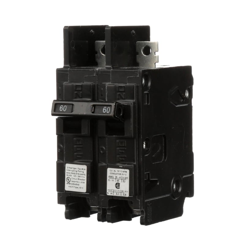 Siemens BQ2B060H Type BQ Low Voltage Molded Case Circuit Breaker With ...