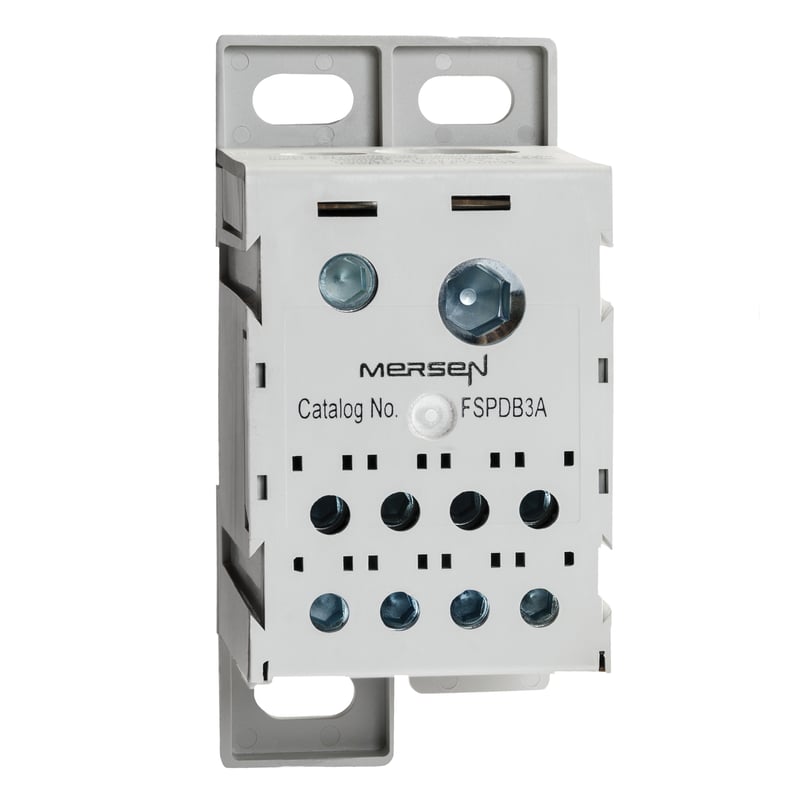 Mersen FSPDB3A Finger Safe Power Distribution Block, 600 VAC, 310 A, 1 Pole, 14 to 2/0 AWG, 6 ...