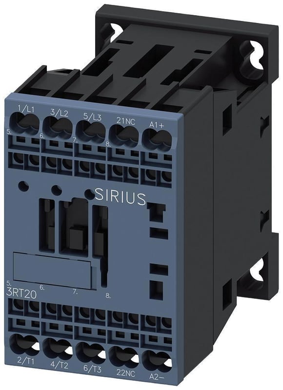Siemens 3RT20162BB420CC0 Contactor, 24 VDC V Coil, 9 A, 1NC Contact, 3 ...