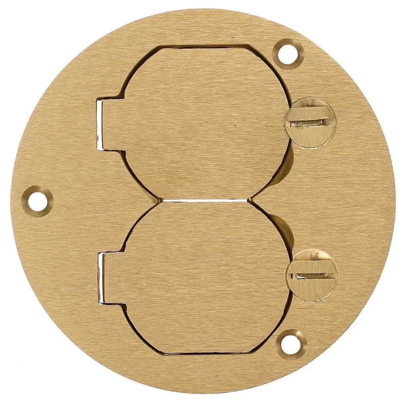 PREMISE WIRING S3925 Duplex Flap Round Floor Box Cover, 3.88 in W, For ...